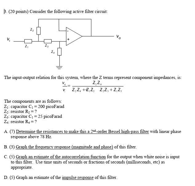 Solved (20 ﻿points) ﻿Consider the following active filter | Chegg.com