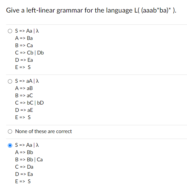 Solved Give a left-linear grammar for the language L( | Chegg.com