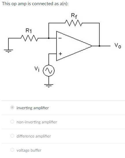 Solved This op amp is connected as a(n): inverting amplifier | Chegg.com