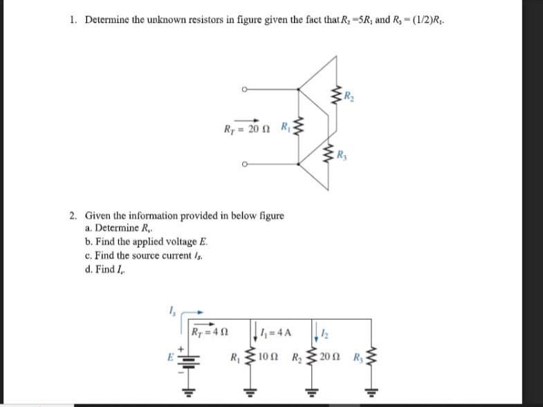 Solved 1. Determine the unknown resistors in figure given | Chegg.com