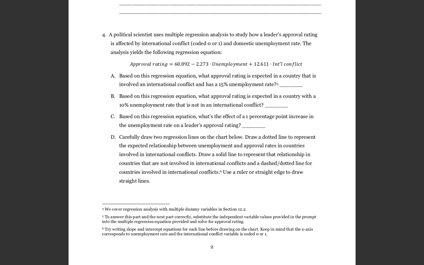 Solved 4. A political scientist uses multiple regression | Chegg.com