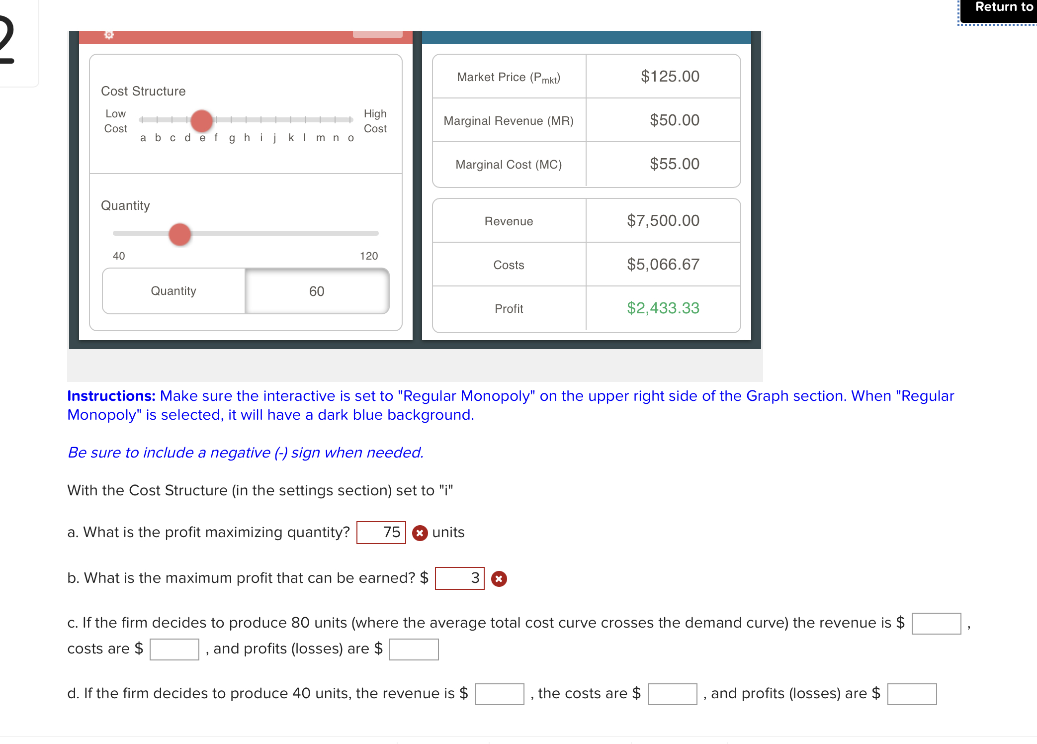 PROFIT CALCULATIONSInstructions: Make sure the | Chegg.com