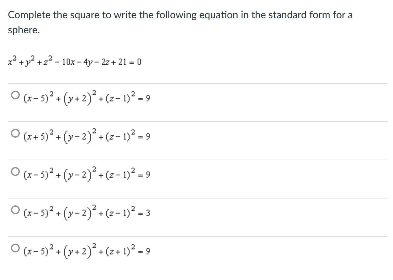 Solved Complete the square to write the following equation | Chegg.com