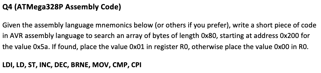 Solved Q4 (ATMega328P Assembly Code) Given the assembly | Chegg.com
