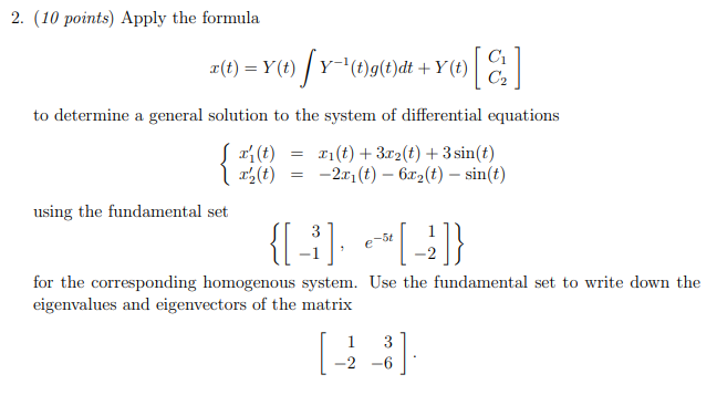 Solved 2. (10 points) Apply the formula | Chegg.com