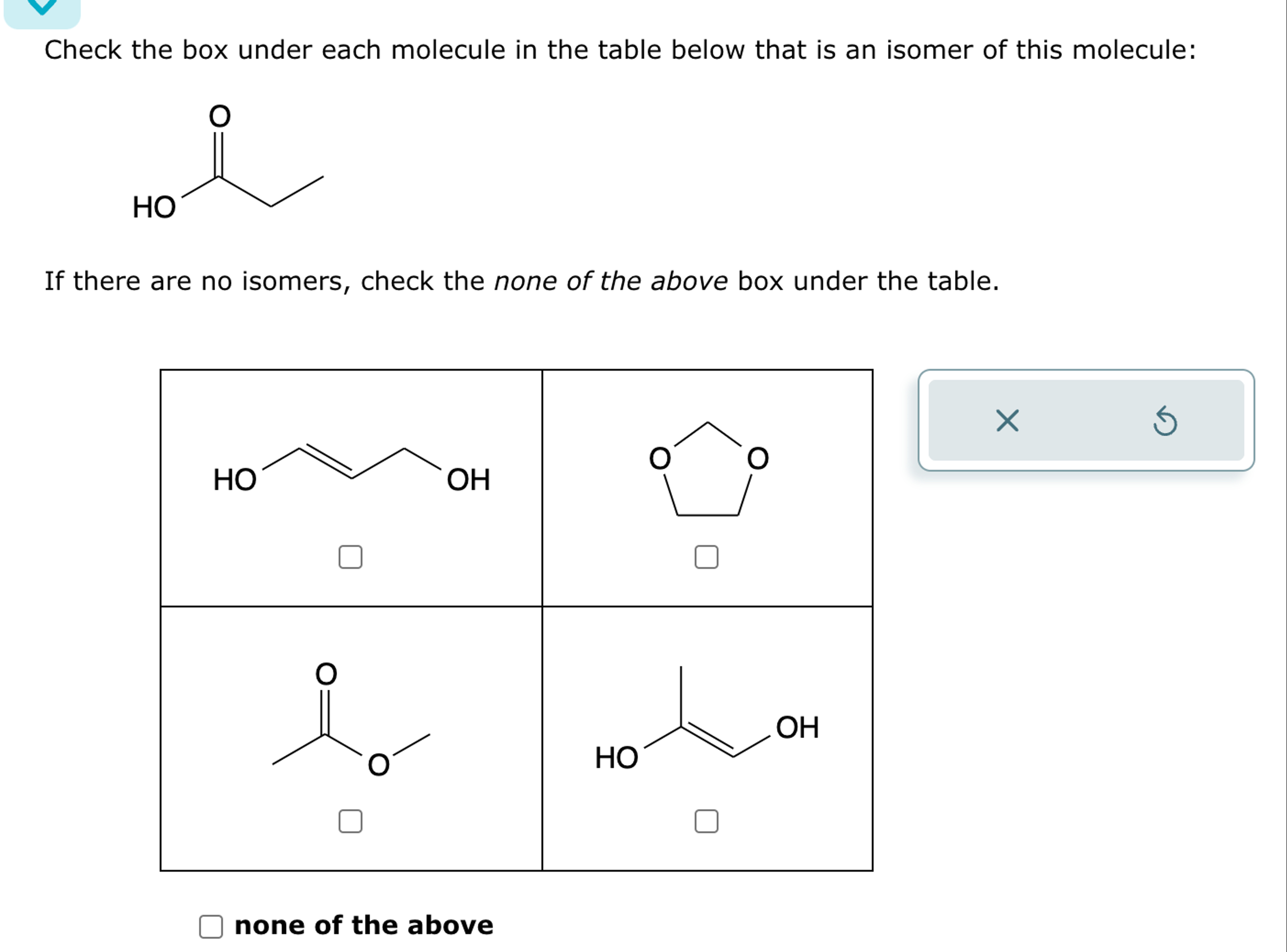 Solved Check the box under each molecule in the table below | Chegg.com