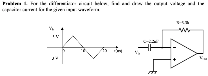 Solved Problem 1. For the differentiator circuit below, find | Chegg.com