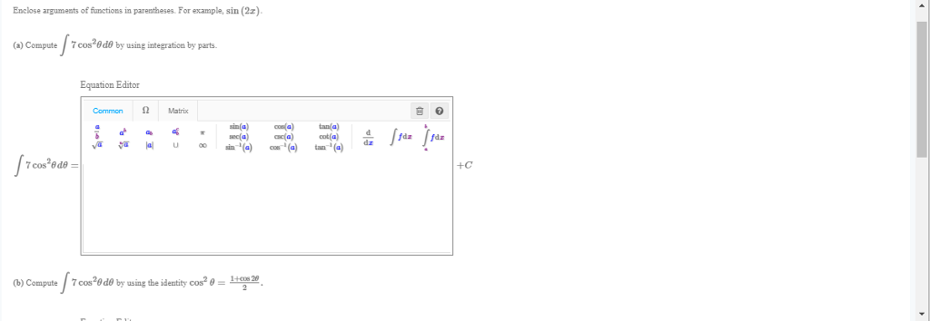 Solved Enclose arguments of functions in parentheses. For | Chegg.com