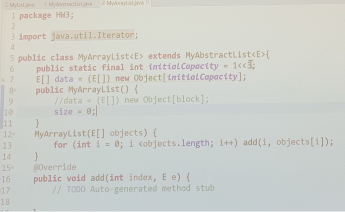 Implement MyArrayList and MyLinkedList using MyList | Chegg.com