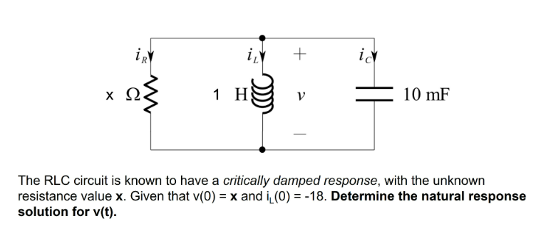 Solved The RLC circuit is known to have a critically damped | Chegg.com