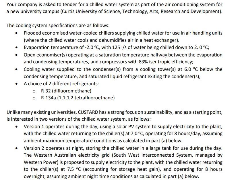 The cooling system specifications are as follows: | Chegg.com