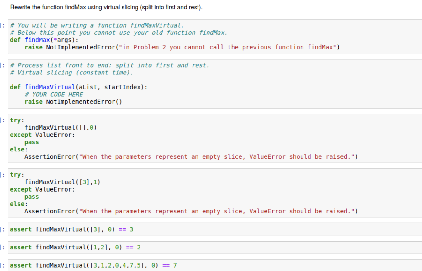 Solved Rewrite The Function Findmax Using Virtual Slicing