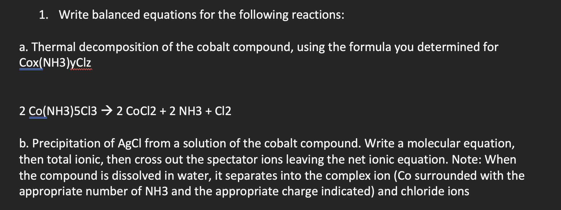 Solved 1. Write balanced equations for the following | Chegg.com
