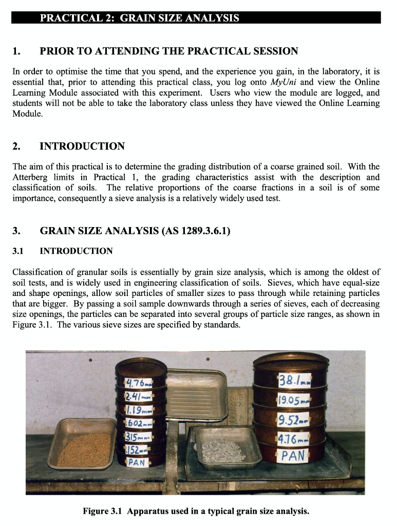 Solved PRACTICAL 2: GRAIN SIZE ANALYSIS 1. PRIOR TO | Chegg.com