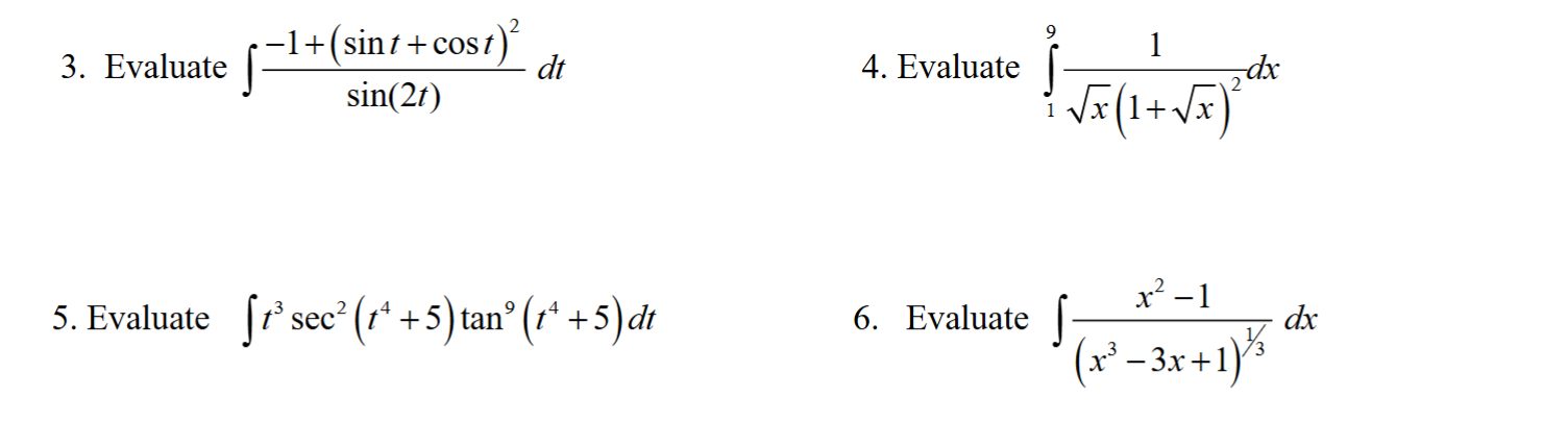 Solved Please, solve them using U substitution if needed. Do | Chegg.com