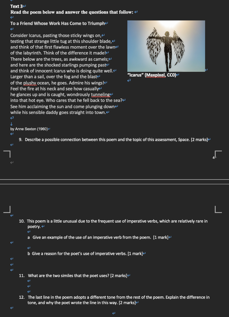 Text 34 Read the poem below and answer the questions | Chegg.com