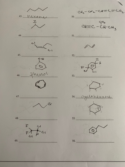 Solved Organic Nomenclature Worksheet 1 Chem 11 8. | Chegg.com