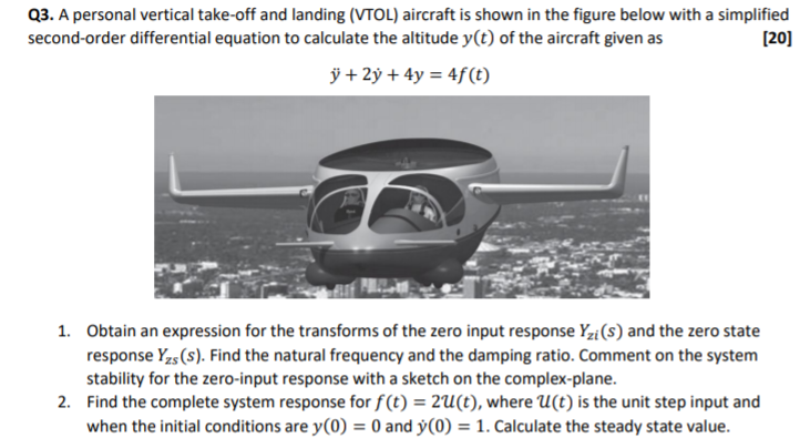 Solved Q3. A personal vertical take-off and landing (VTOL) | Chegg.com