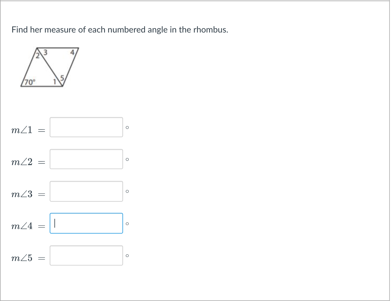 Solved Find her measure of each numbered angle in the | Chegg.com