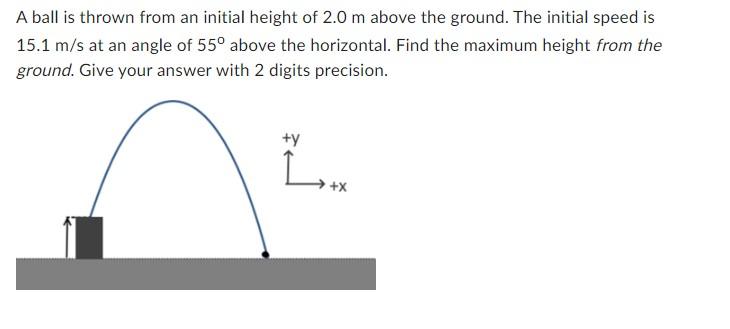 Solved A ball is thrown from an initial height of 2.0 m | Chegg.com