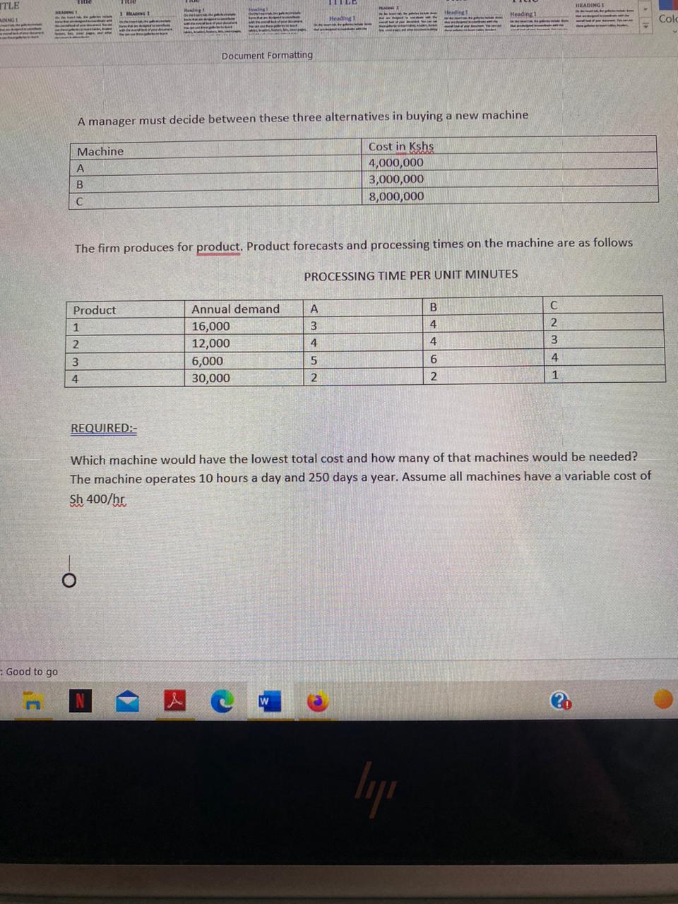 Solved Document formatting A manager must decide between | Chegg.com