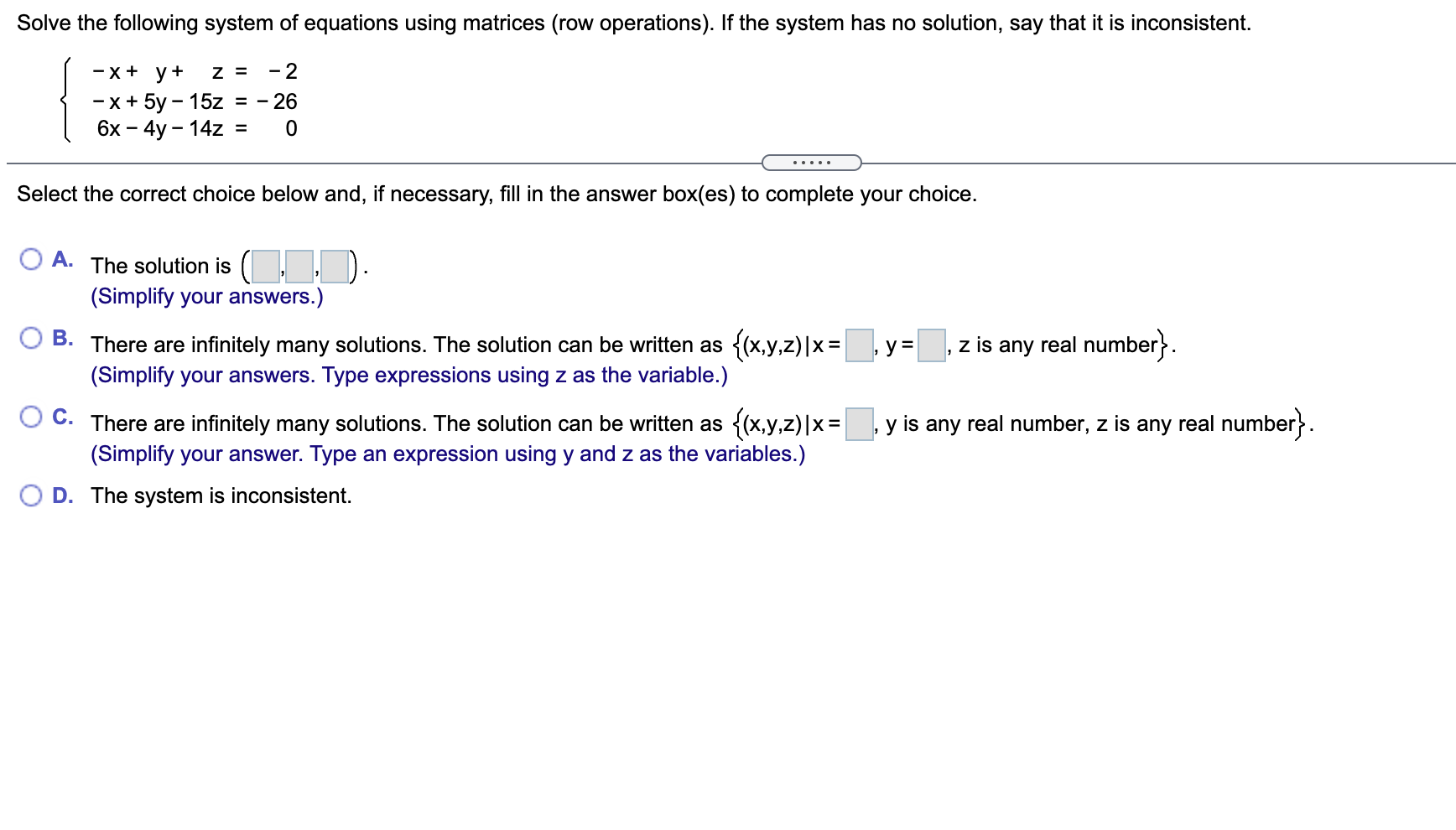 Solved Solve the following system of equations using | Chegg.com