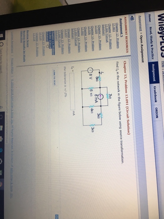Solved Chapter 13, Problem 13.091 (Circuit Solution) Find Io | Chegg.com