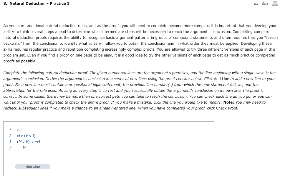 Solved 8. Natural Deduction Practice 3 Aa Aa As you learn | Chegg.com