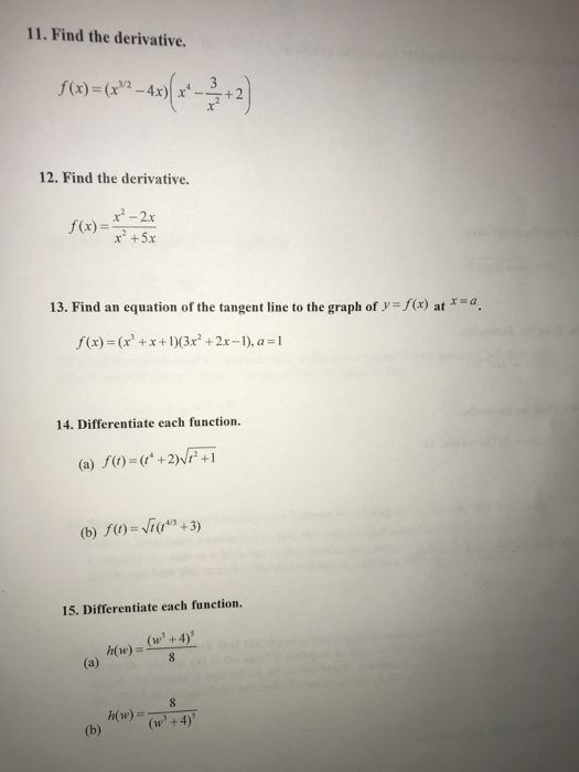 Solved 11. Find the derivative f(x)=(x3/2-40(x4-x2+2 12. | Chegg.com