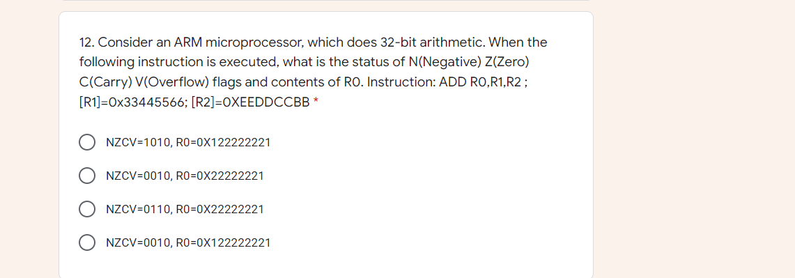 Solved 12. Consider an ARM microprocessor, which does 32-bit | Chegg.com