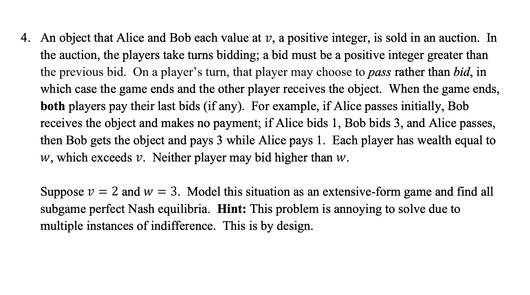 Solved by an EXPERT 4. ﻿An object that Alice and Bob each value at \( ﻿v | Chegg.com