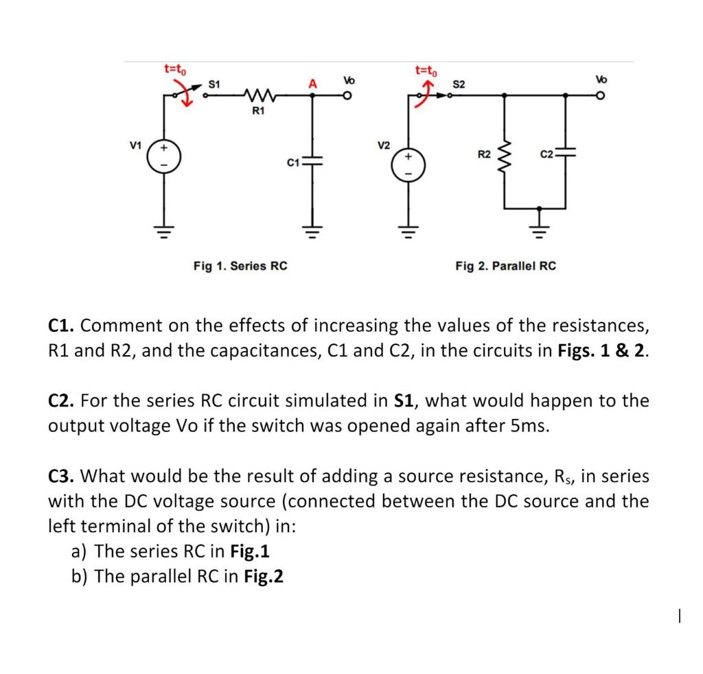Solved tuto tuto S1 A Vo Vo S2 R1 V1 V2 R2 Fig 1. Series RC | Chegg.com