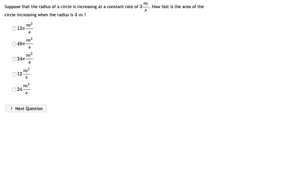Solved m Suppose that the radius of a circle is increasing | Chegg.com