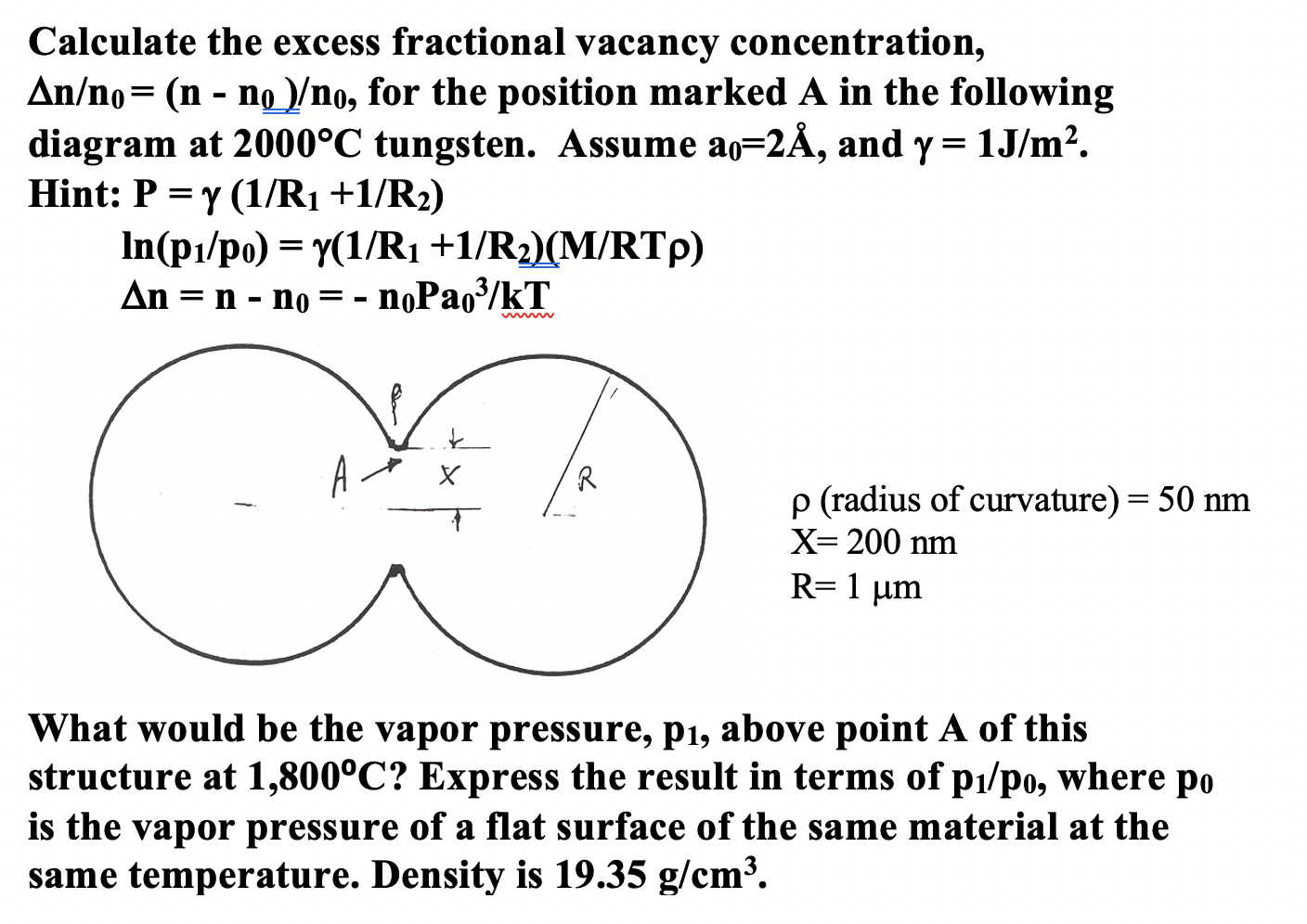 Calculate the excess fractional vacancy | Chegg.com