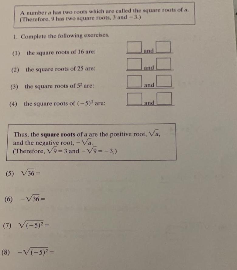 Solved A number a has two roots which are called the square | Chegg.com