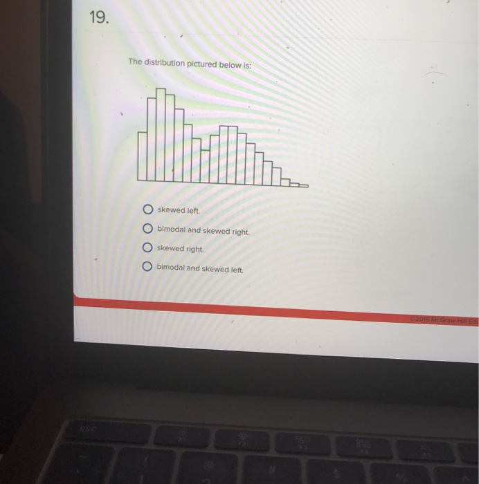 Solved 19. The distribution pictured below is: O skewed left | Chegg.com
