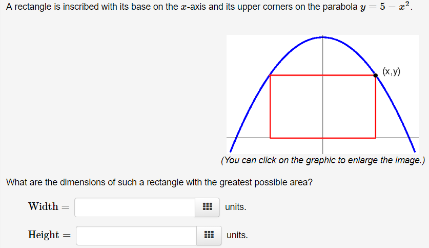 Solved A rectangle is inscribed with its base on the x-axis | Chegg.com