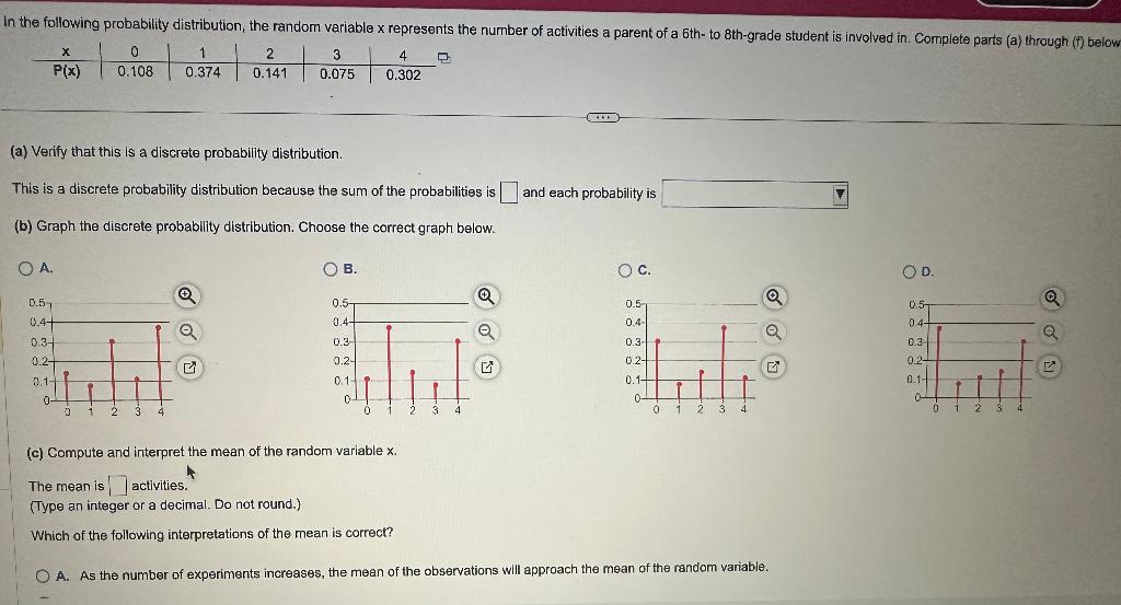 Solved In the following probability distribution, the random | Chegg.com