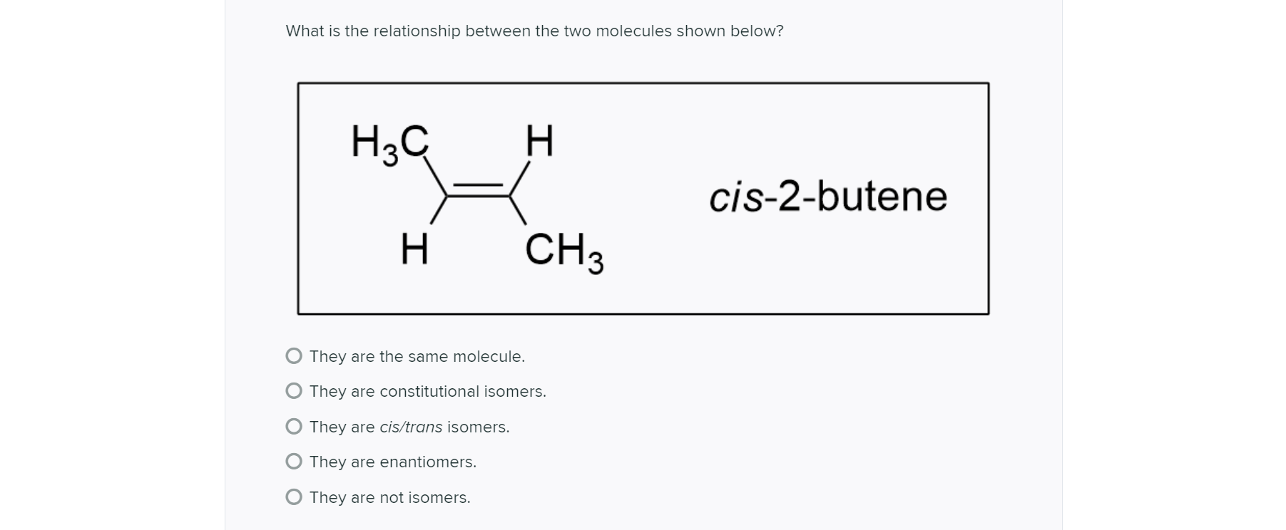 Solved What is the relationship between the two molecules | Chegg.com