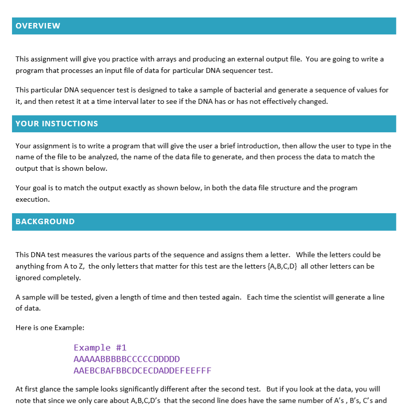 Solved OVERVIEW This assignment will give you practice with | Chegg.com