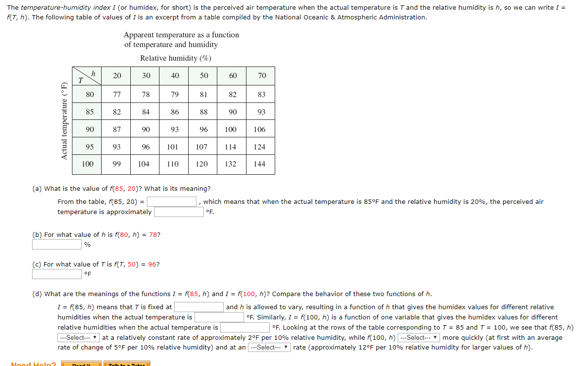 Solved The temperature-humidity index 1 (or humidex, for | Chegg.com