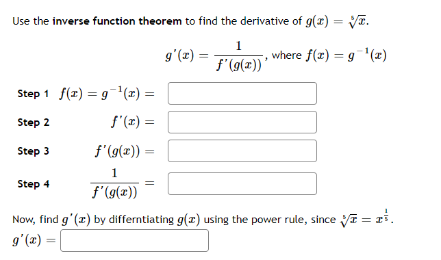 Solved Use the inverse function theorem to find the | Chegg.com
