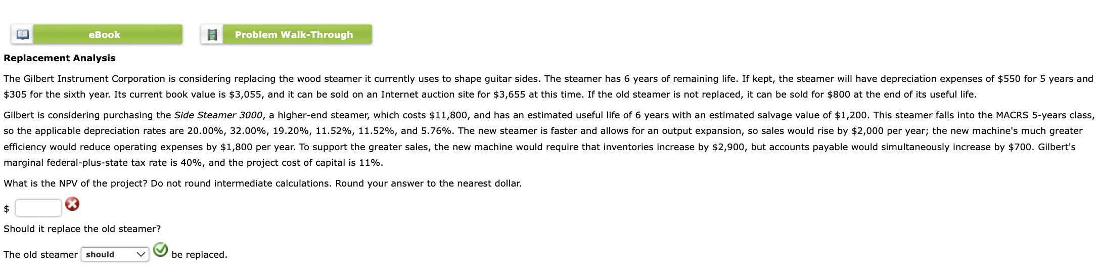 Solved Replacement Analysismarginal federal-plus-state tax | Chegg.com