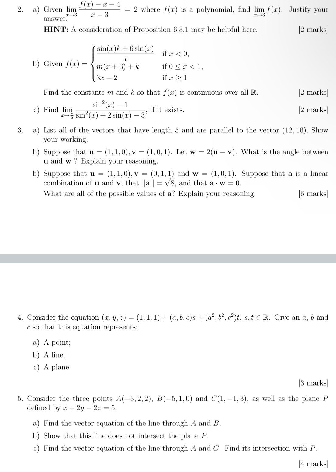 Solved 2. a) Given \\( \\lim _{x \\rightarrow 3} | Chegg.com