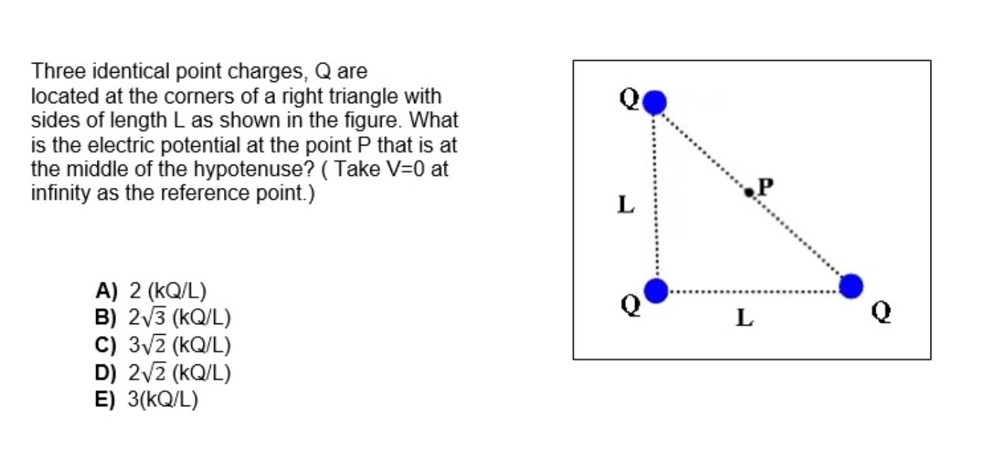 Solved Three identical point charges, Q are located at the | Chegg.com