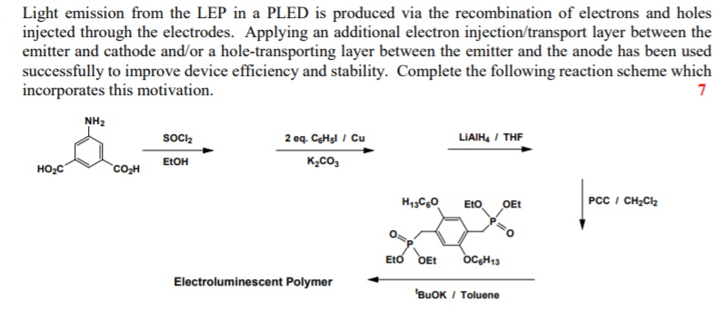 Solved Light emission from the LEP in a PLED is produced via | Chegg.com