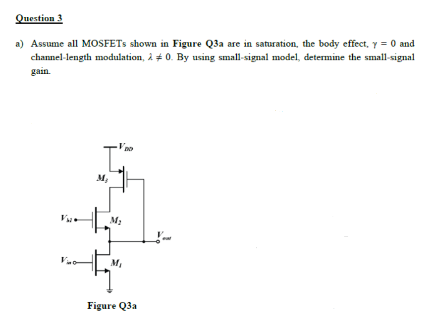 Solved Question 3 a) Assume all MOSFETs shown in Figure Q3a | Chegg.com