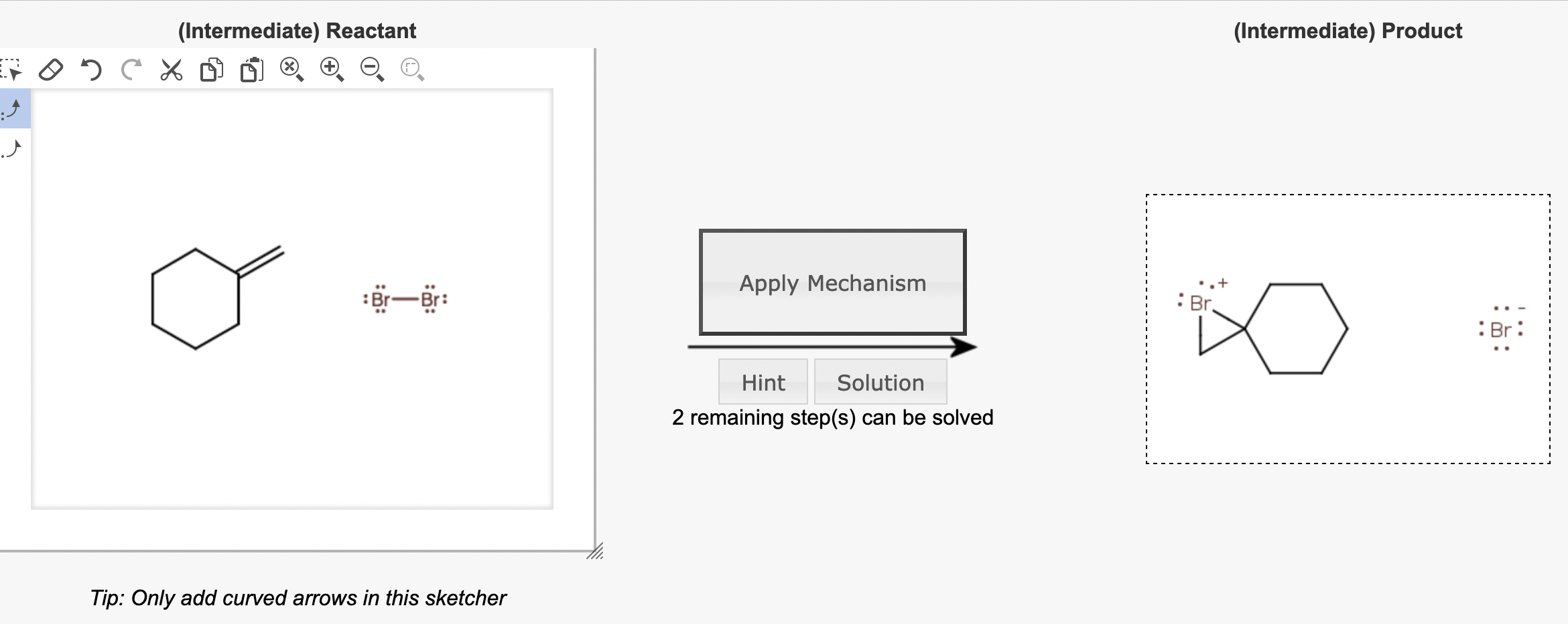 Solved (Intermediate) Reactant X FOD C X :Ĵ Br-Br: Tip: Only | Chegg.com