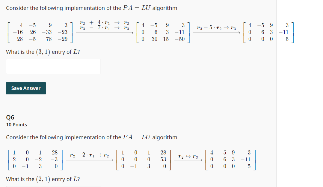Solved Consider the following implementation of the PA=LU | Chegg.com