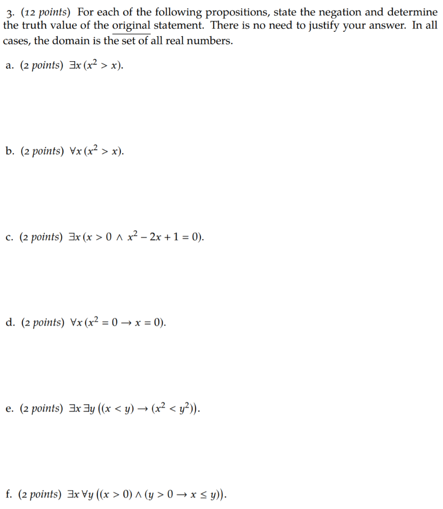 Solved 3. (12 points) For each of the following | Chegg.com